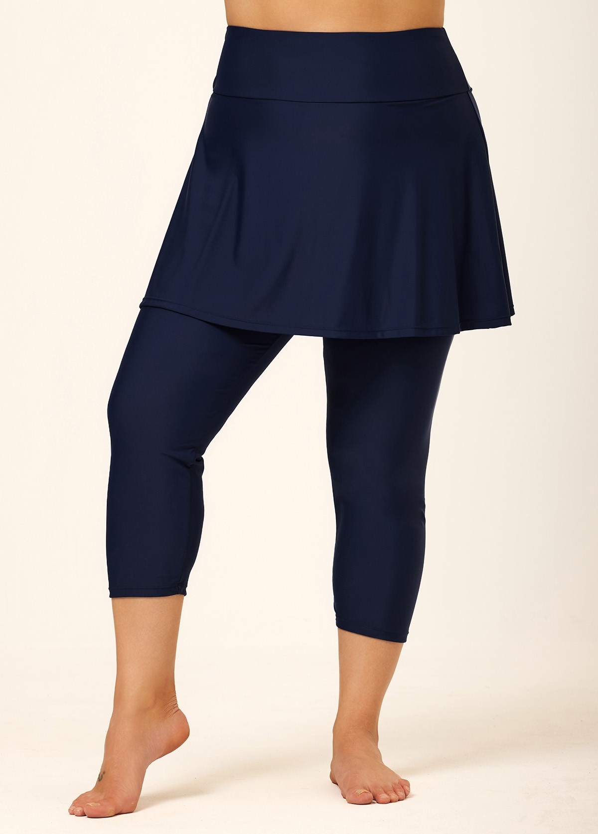Lilyease Plus Size Navy Blue Modest Swimsuit Bottom Skort With Leggings ...