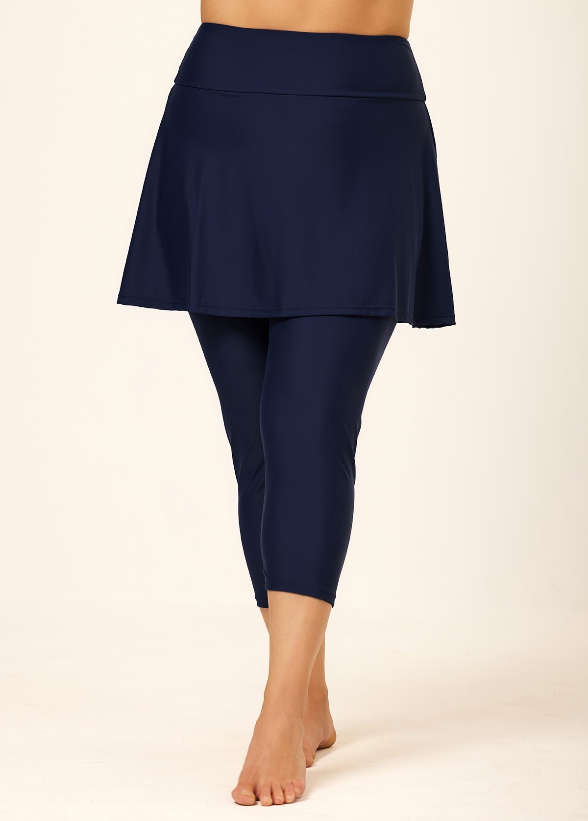 Lilyease Plus Size Navy Blue Modest Swimsuit Bottom Skort With Leggings ...