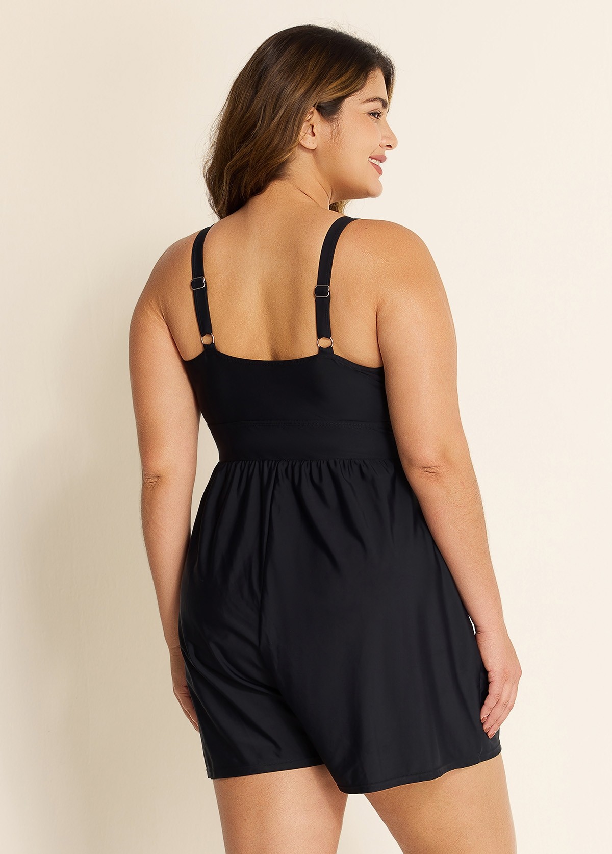 LILYEASE Plus Size Black Pocket Lace Up 1 Piece Bathing Suits One Piece ...